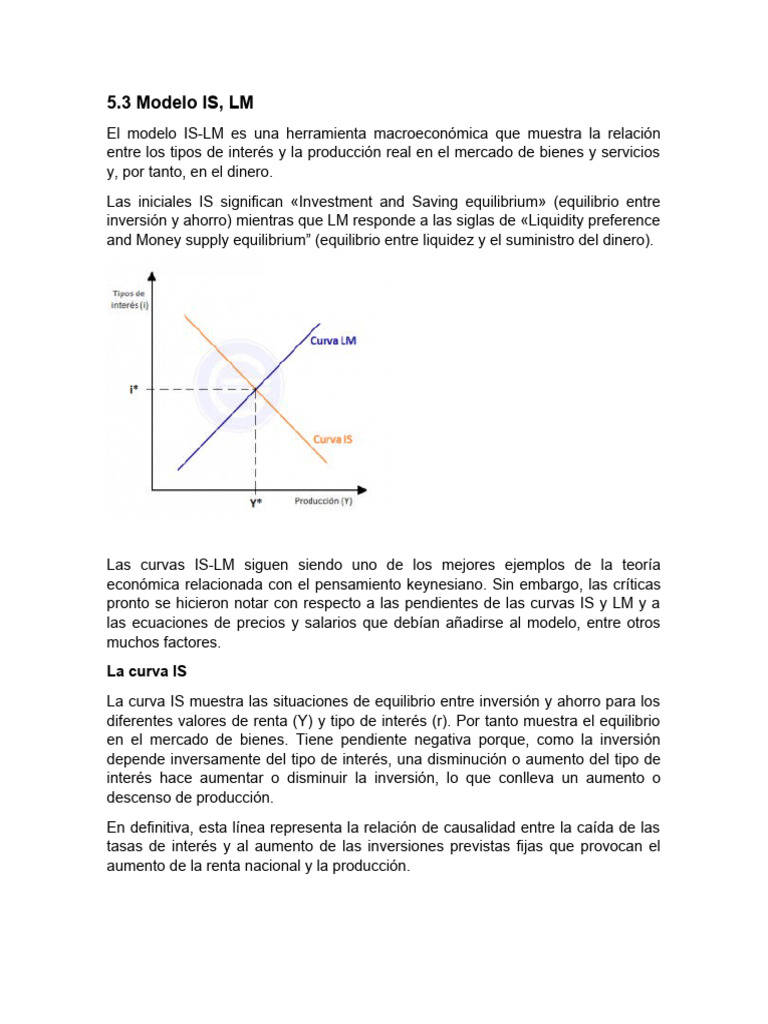 Análisis Del Modelo Is Lm En Economía Pdf Equilibrio Económico