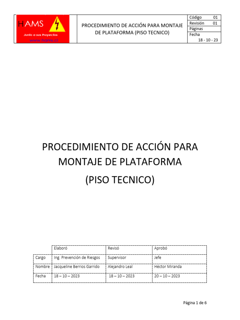 Procedimiento Montaje de Plataforma | PDF Procedimiento Montaje de Plataforma | PDF