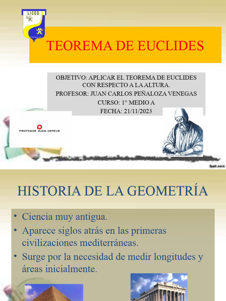 TEOREMA DE EUCLIDES Clase 1 | PDF