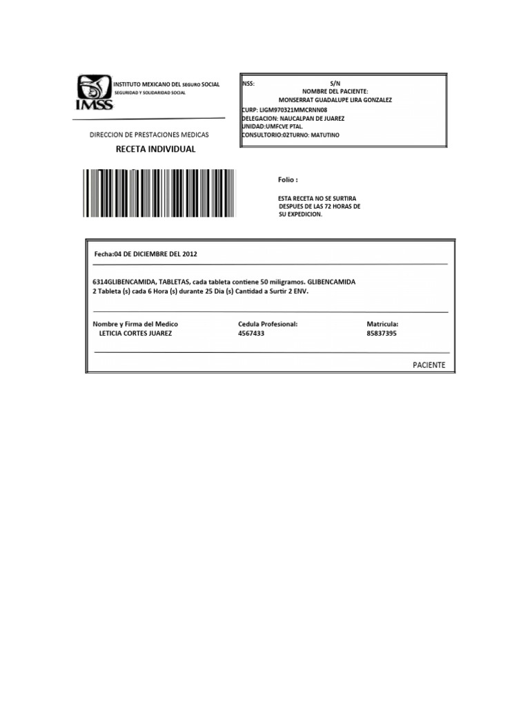 Receta Medica Editable Imms | PDF