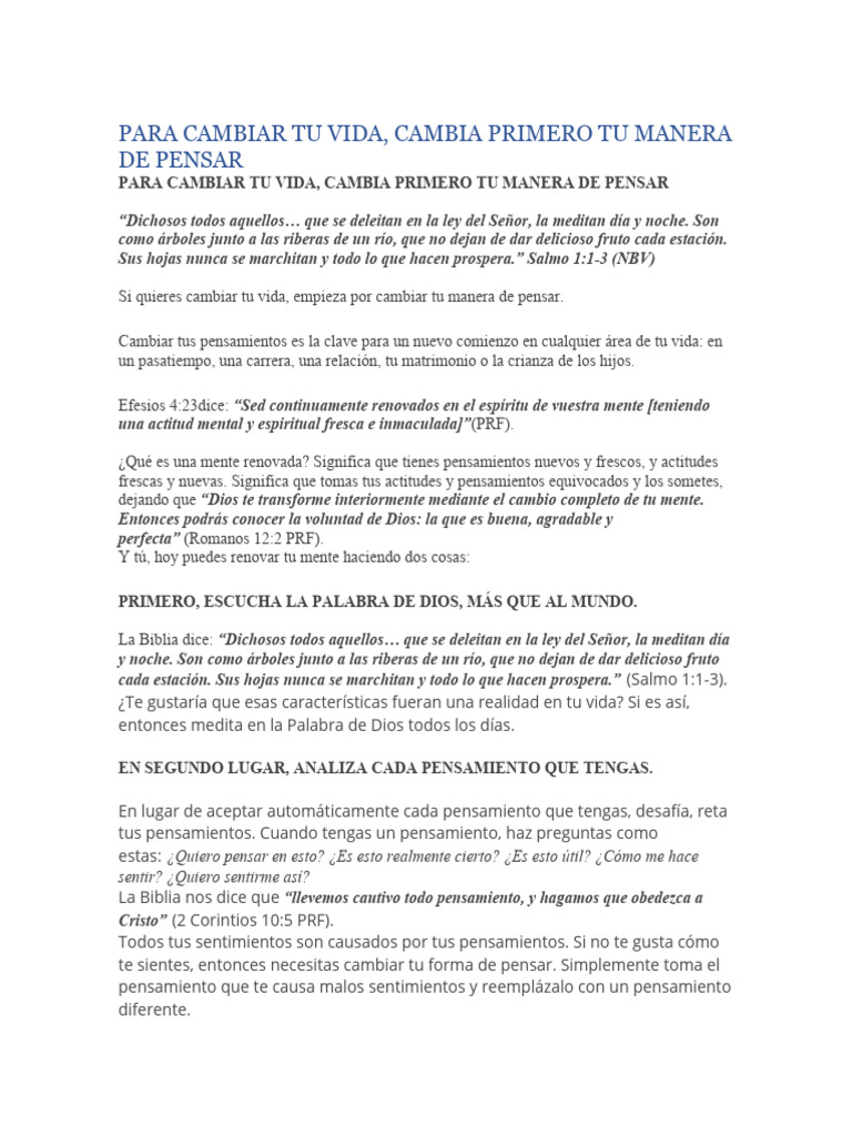 Renueva tu Mente, Transforma tu Vida | PDF | Pensamiento | Dios