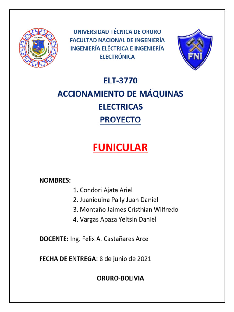 Funicular Proyecto ELT-3770 1-2021 | PDF | Bienes manufacturados ...