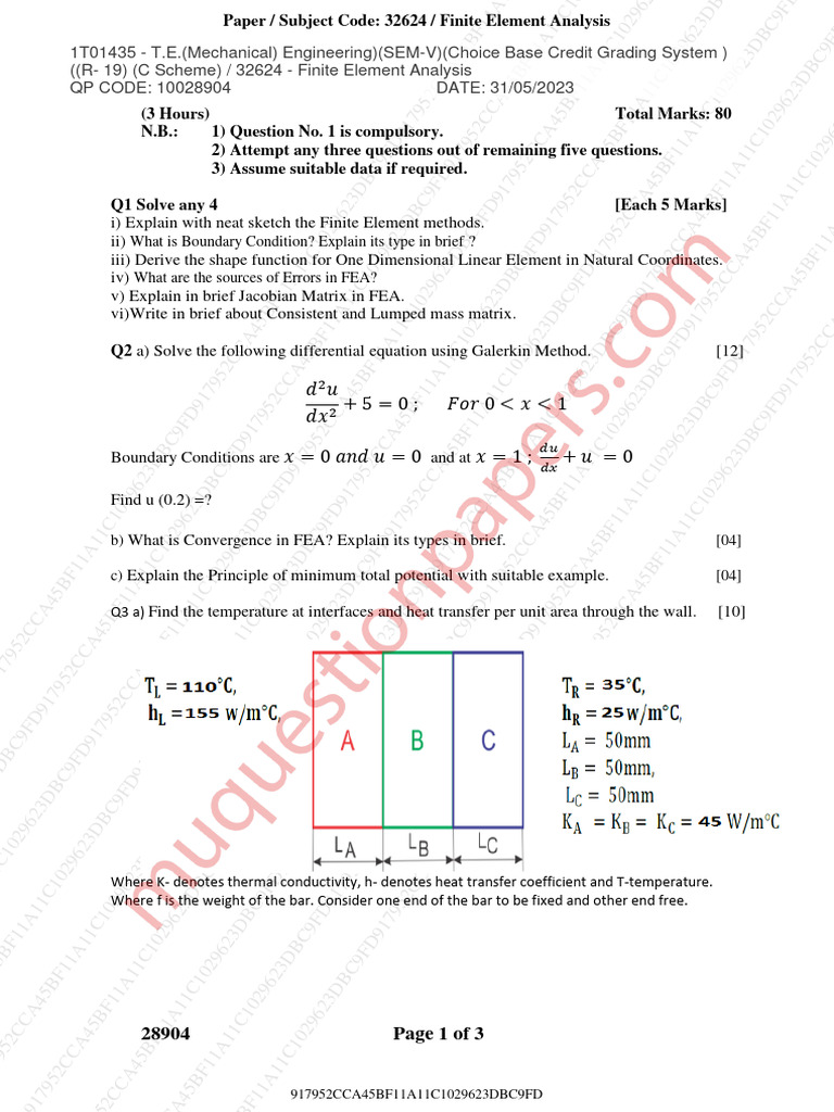 Be - Mechanical Engineering - Semester 5 - 2023 - May - Finite Element Analysisrev 2019 C Scheme ...