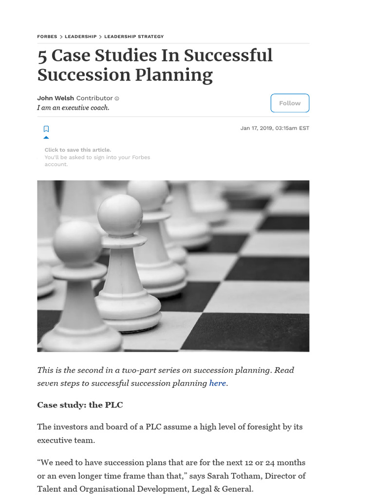 5 Case Studies in Successful Succession Planning | PDF | Employment | Mc Kinsey & Company