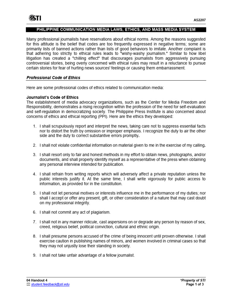 Philippine Media Ethics and Laws | PDF | Journalism | Justice