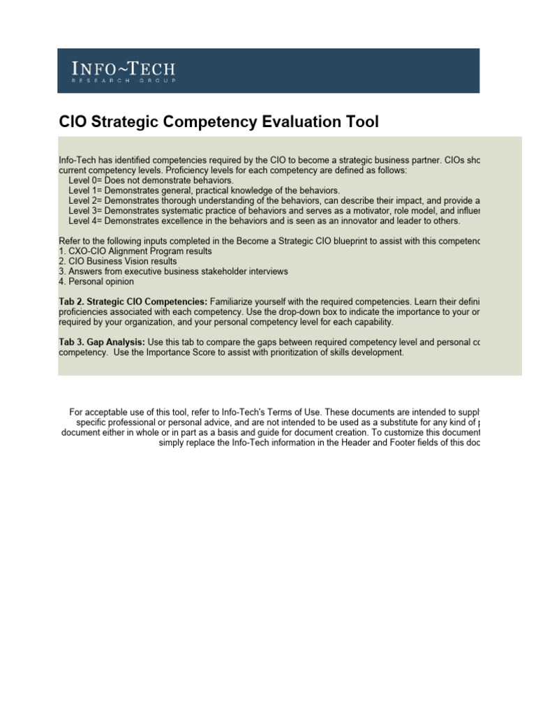 05 CIO Strategic Competency Evaluation Tool | PDF | Strategic ...