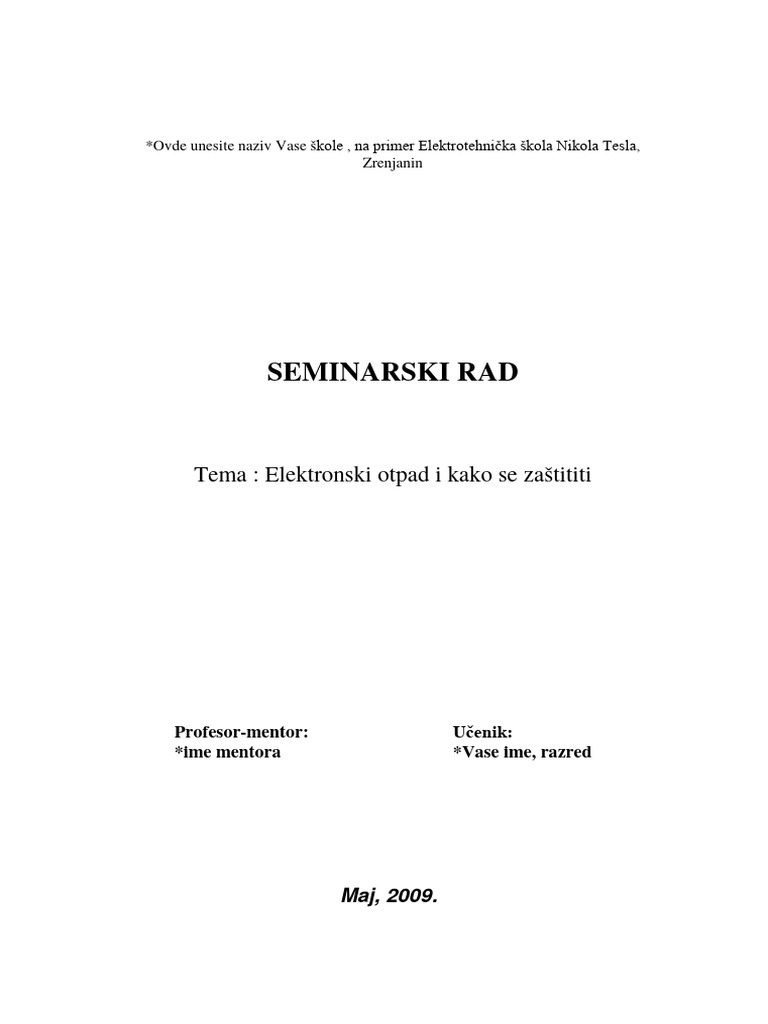 Elektronski Otpad I Kako Se Zastititi | PDF