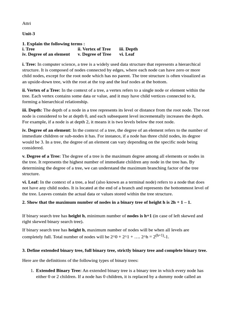 Unit 3 and unit 4 DSA QB for ETE | PDF | Theoretical Computer Science | Algorithms And Data ...