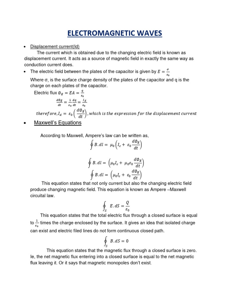Electromagnetic Waves | PDF | Electromagnetic Radiation | Waves