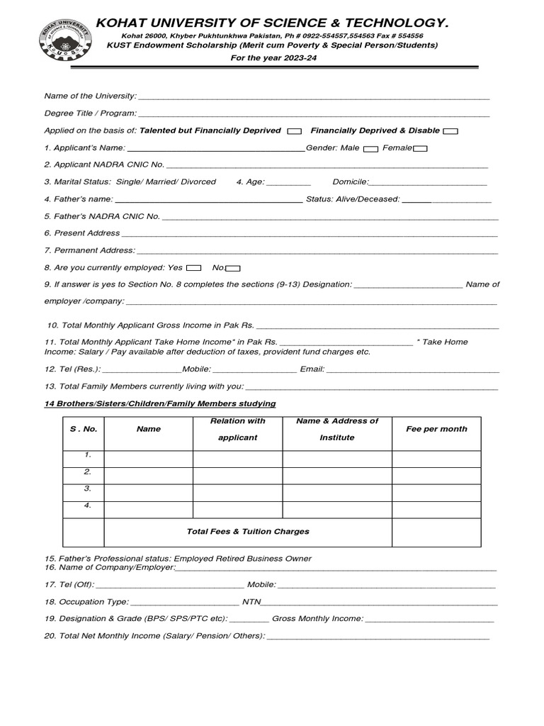 Endowment Fund Scholarship Form | PDF | Economies | Taxes