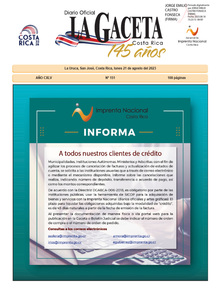 Gaceta 21 08 2023 | PDF | aduana | Business