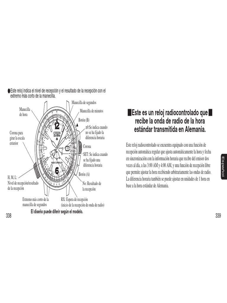 Ajuste De Reloj Citizen Radiocontrolado PDF Radio Reloj
