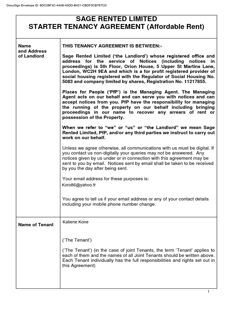 Starter Tenancy Agreement Guide | PDF | Leasehold Estate | Landlord