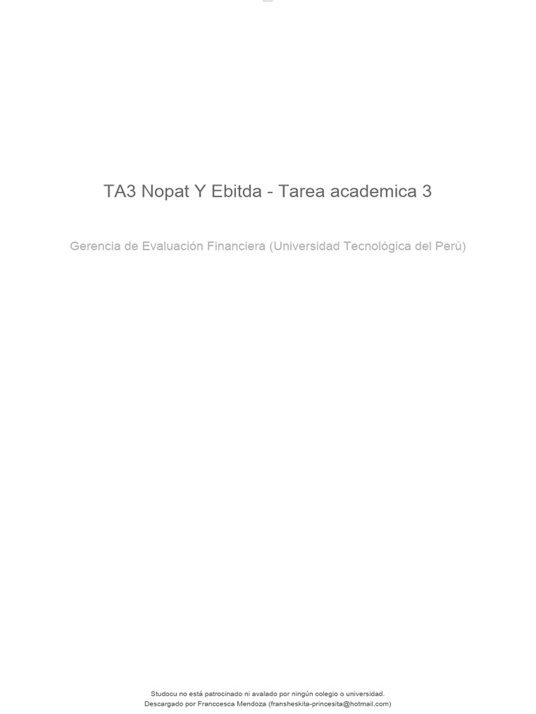 Ta3 - Nopat y Ebitda | PDF | Business | Economias