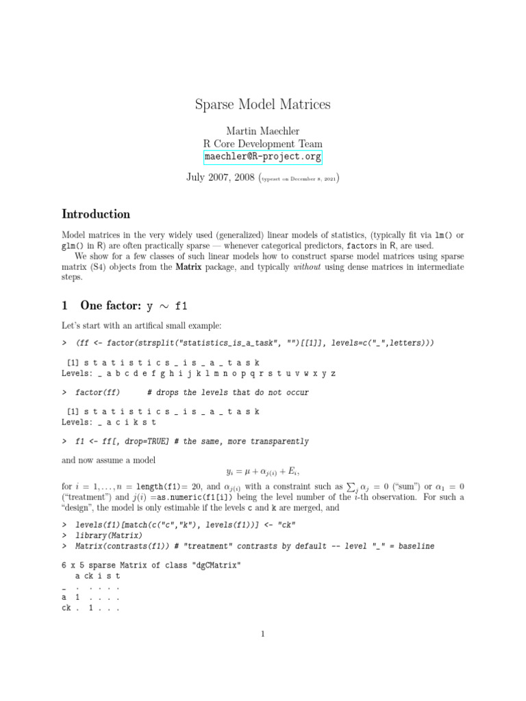 Sparse Models | Download Free PDF | Matrix (Mathematics) | Computer Programming