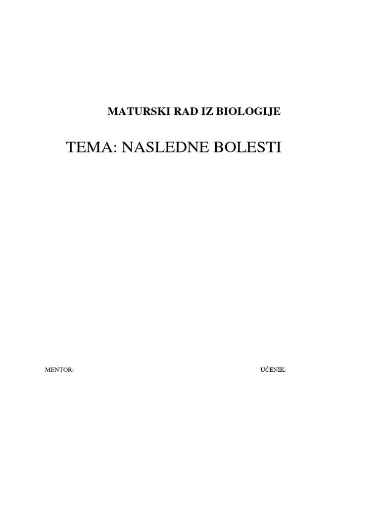 Nasledne Bolesti-Maturski | PDF