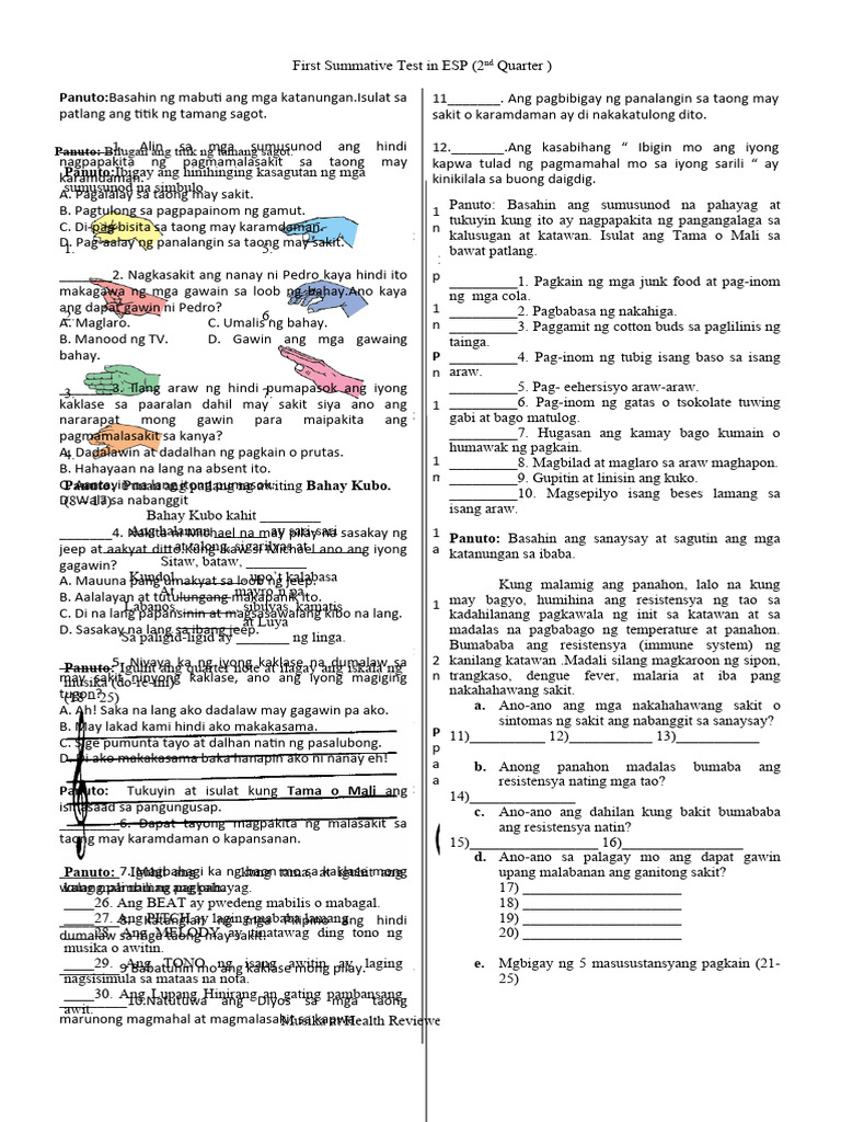 ESP MAPEH Reviewer 2nd Quiz | PDF