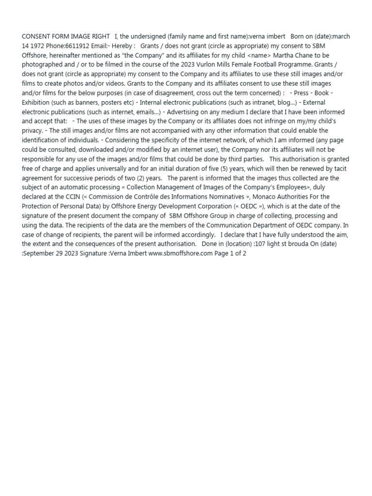 Consent Form Image Right | PDF | Internet | Information Technology