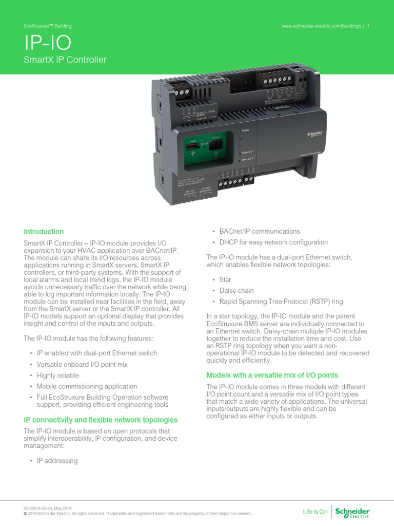 IP-IO Module - SmartX IP Controller - Specification Sheet | PDF ...