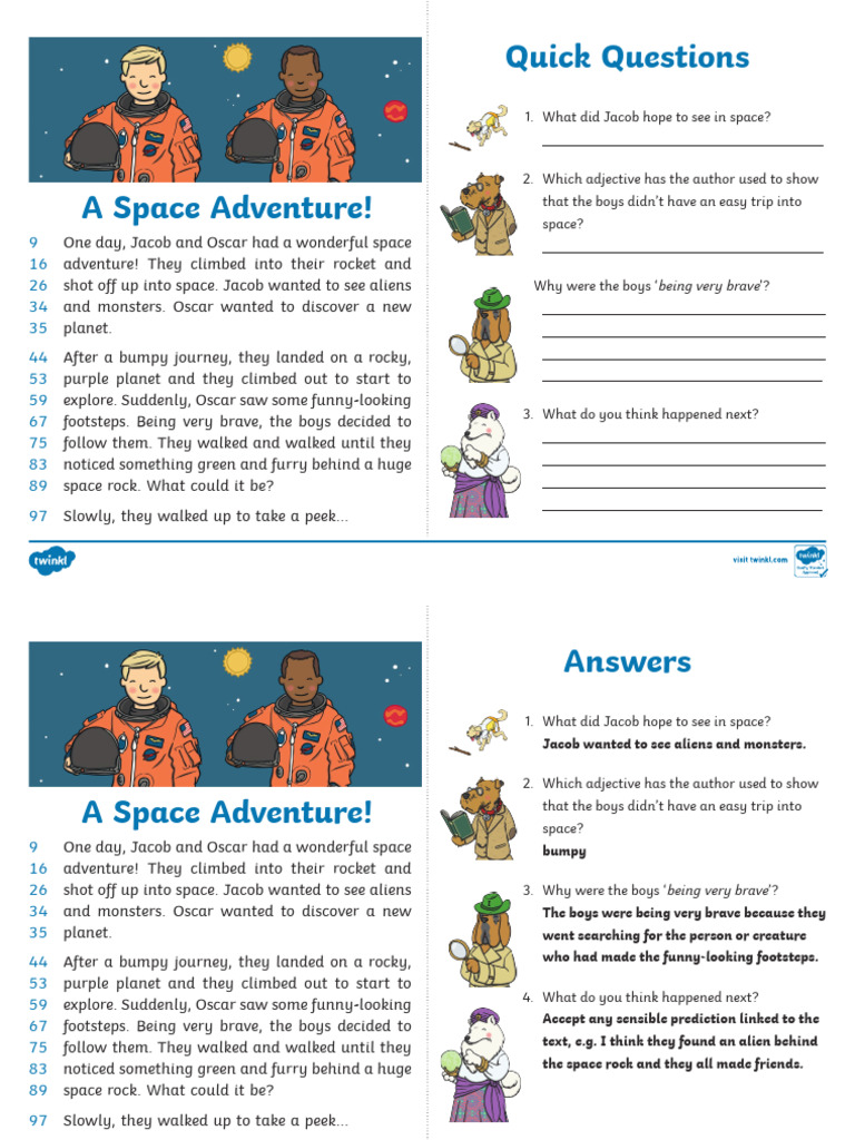 A Space Adventure Activity Card | PDF
