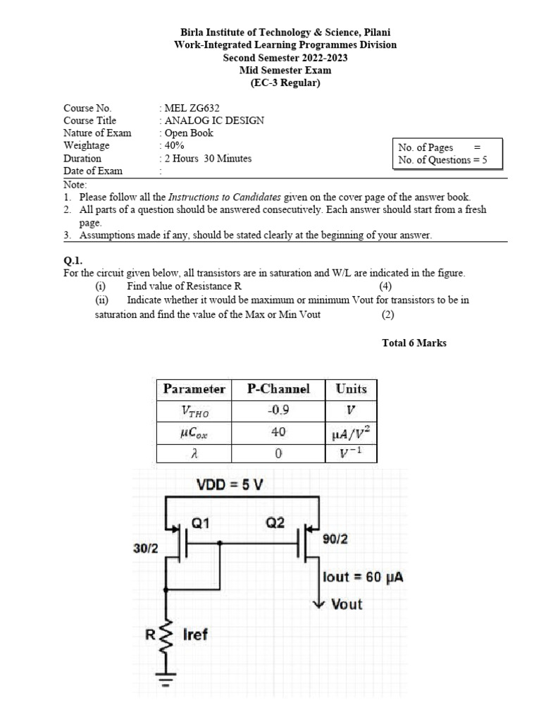 MEL ZG632 EC-3R Second SEM 2022-2023 | PDF | Amplifier | Electronics