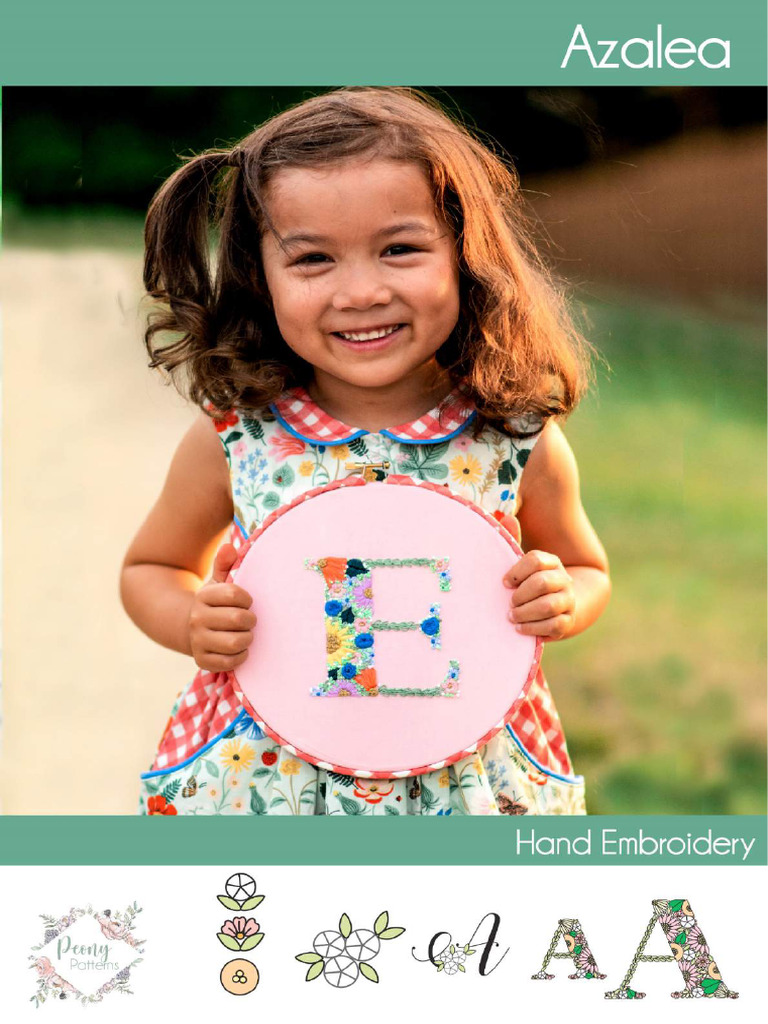 Peony Patterns Azalea Embroidery Print at Home Tutorial and Pattern ...