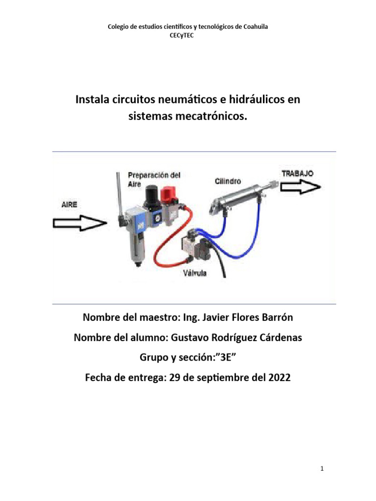 Instala Circuitos Neumáticos e Hidráulicos en Sistemas Mecatrónicos | PDF | Neumática | Presión