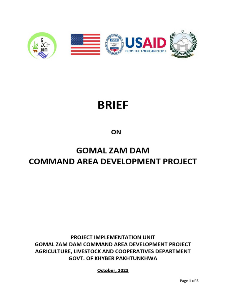 Brief Gomal Zam Dam Command Area Development Project 01.11.2023 | PDF ...