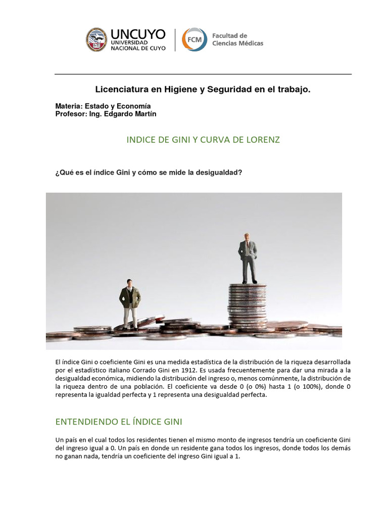 Indice De Gini Y Curva De Lorenz Pdf Coeficiente Gini Desigualdad