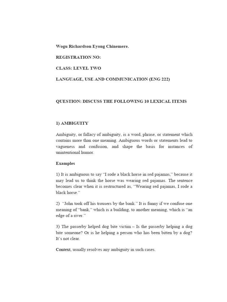 Eng 222 | PDF | Ambiguity | Human Communication