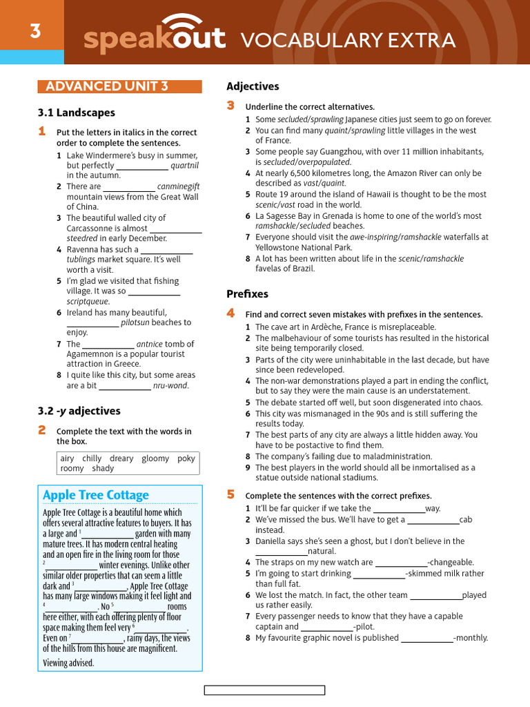 Vocabulary Extra Unit 3 | PDF | Linguistics | Linguistic Morphology