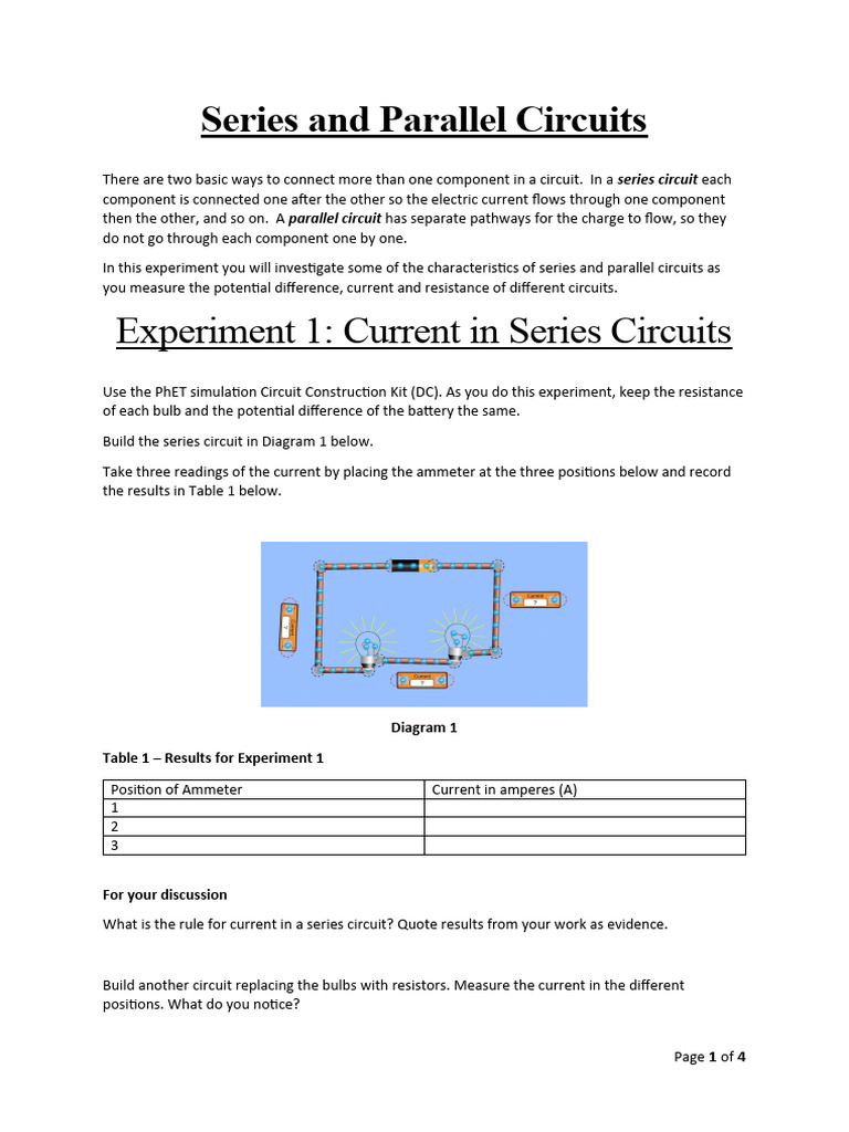 Series & Parallel Circuits Instruction Sheet | PDF | Series And ...