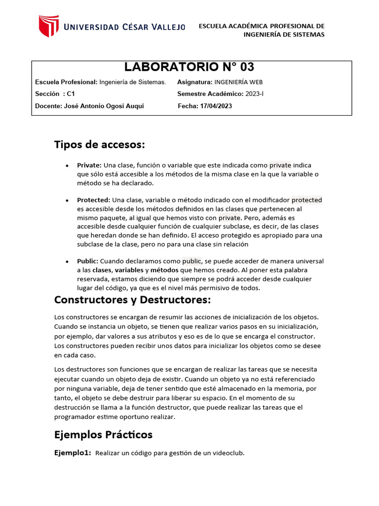 Actividad - GUÍA DE LABORATORIO - SESIÓN 3 | PDF | Objeto (informática) | Programación