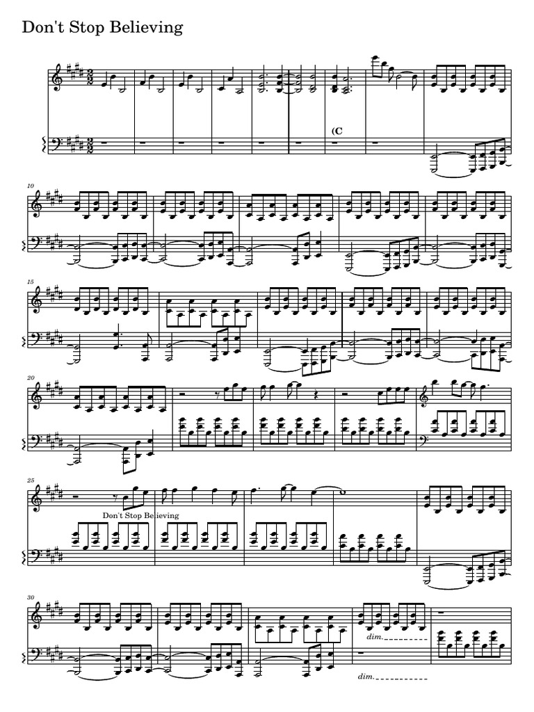 Don't Stop Believing Piano Sheet Music | PDF