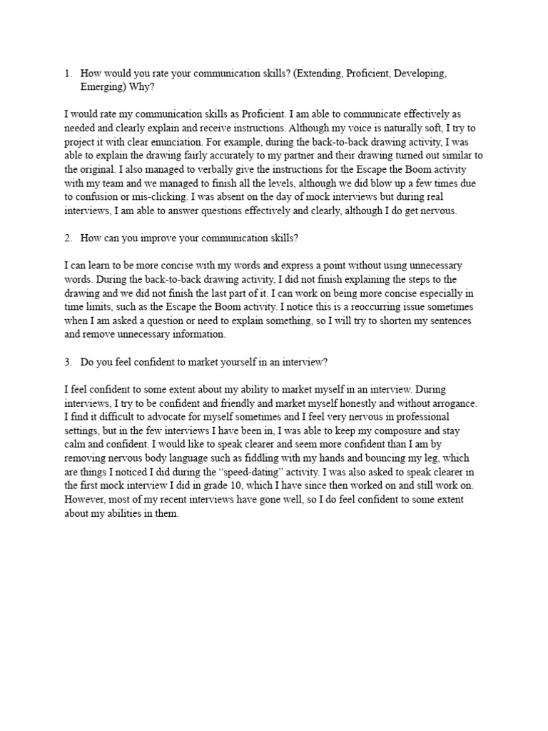 communication skills reflection | PDF
