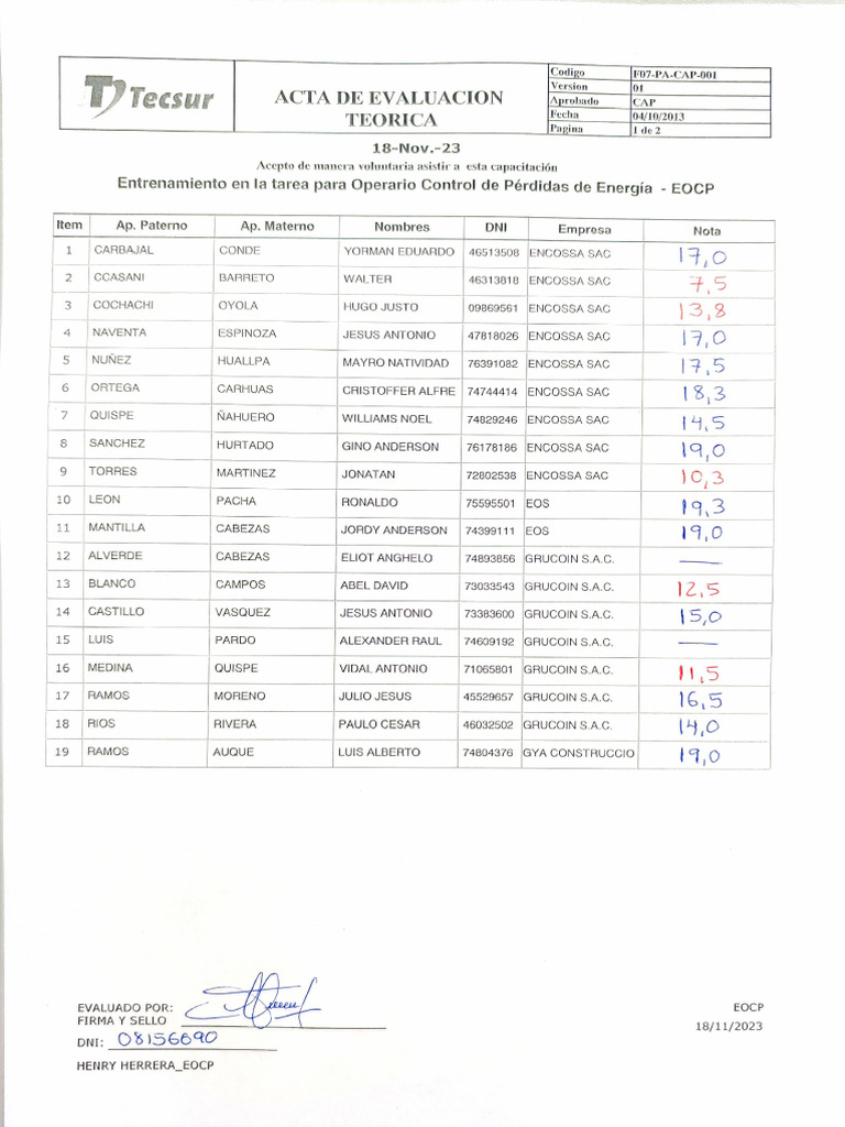 Acta de Notas 18 - 11 - 2023 | PDF Acta de Notas 18 - 11 - 2023 | PDF