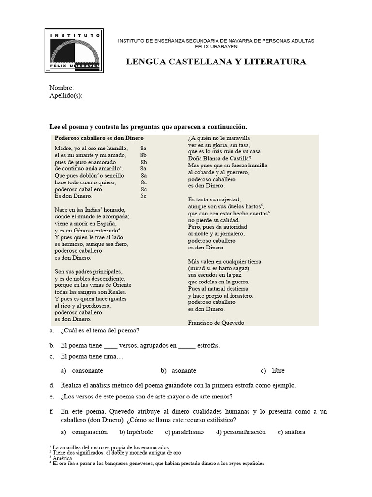 Ejercicios de rima y métrica | PDF | Poesía | Rima