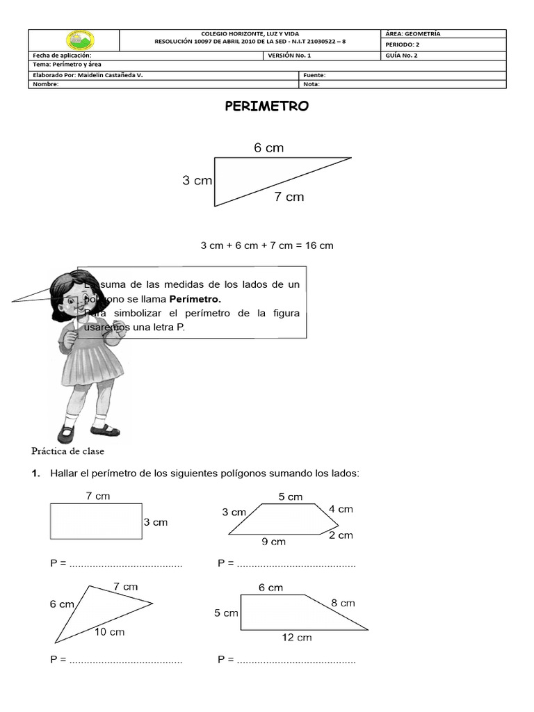 Perimetros de Figuras Planas para Tercero de Primaria | PDF ...