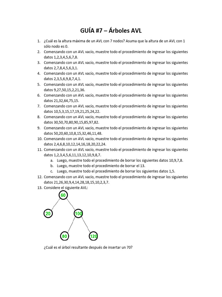 GUÍA #7 - Árboles AVL | PDF | Métodos y materiales de enseñanza ...
