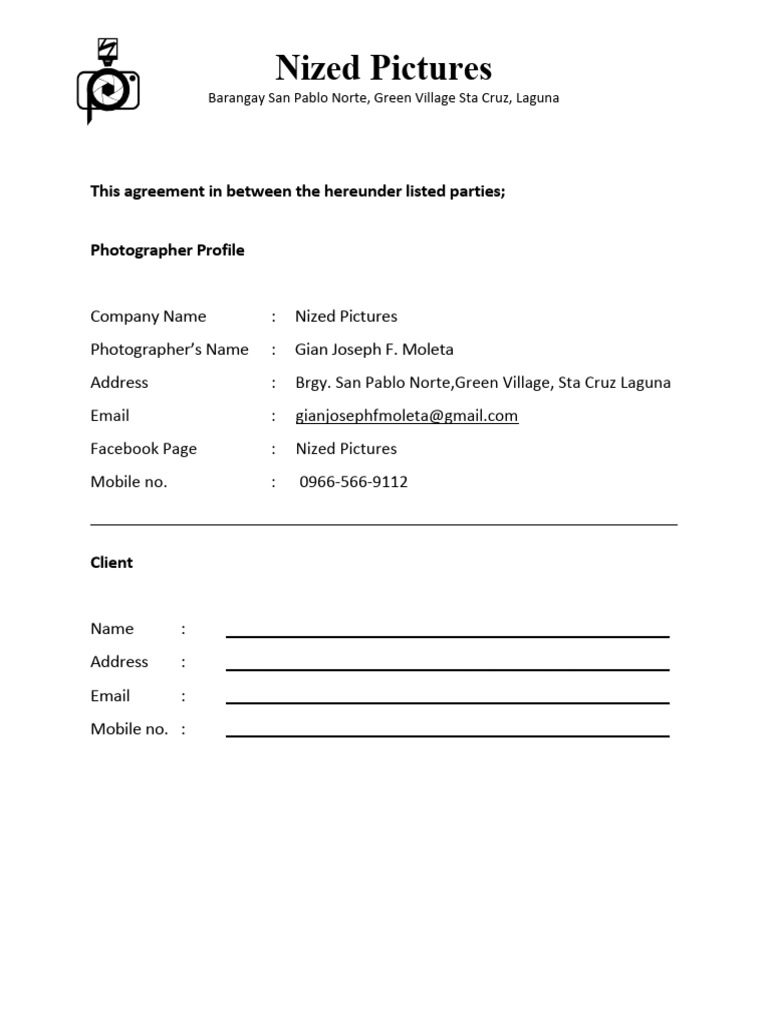 Nized Picture Forms Edited | PDF | Indemnity | Photographer