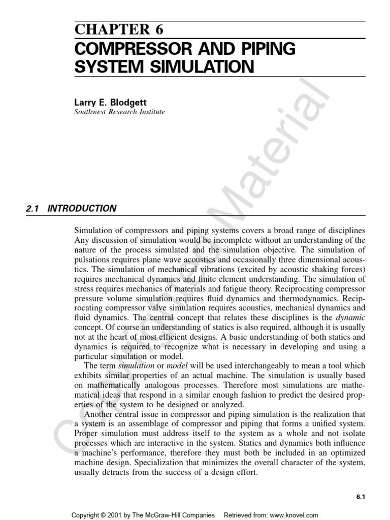 Compressor and Piping System Simulation: Larry E. Blodgett | PDF ...