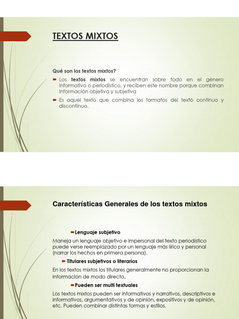Características y Ejemplos de Textos Mixtos | PDF | Ficción general