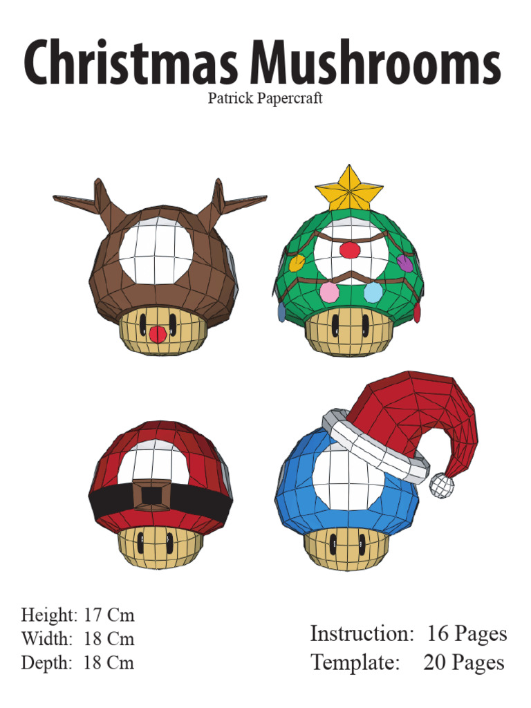 Christmas Mushrooms Patrick Papercraft Guide | PDF