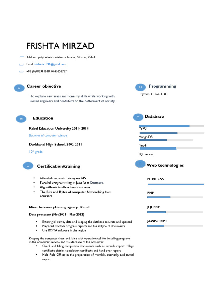 Frish Update CV | PDF | Java Script | Databases