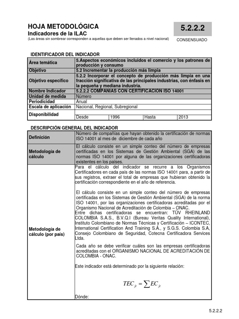 41HM Numero de Empresas Certificadas Por ISO 14001 4 | PDF | Business ...