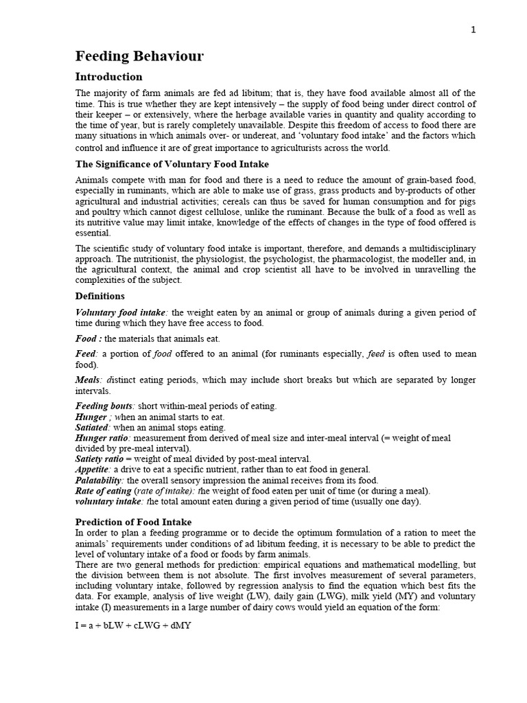 Chapitre 2. Feeding Behaviour | PDF | Eating | Cattle