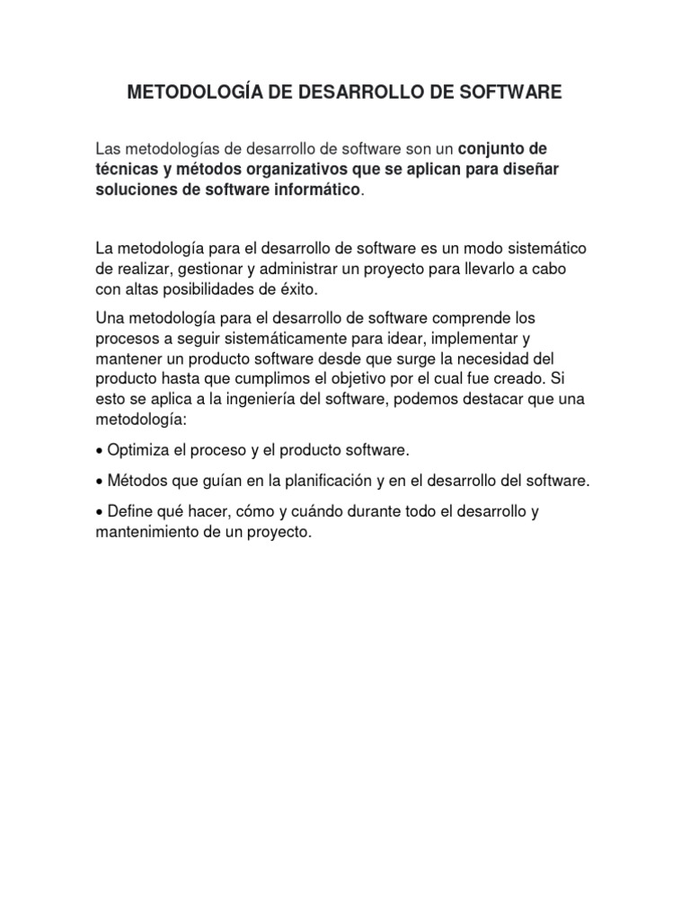 Metodología de desarrollo de software (1) | PDF | Software | Ingeniería ... Metodología de desarrollo de software (1) | PDF | Software | Ingeniería ...
