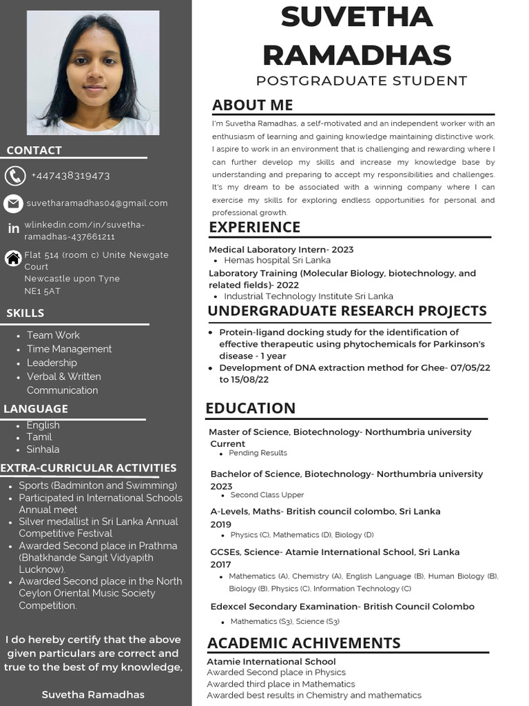 Suvetha Ramadhas CV | PDF