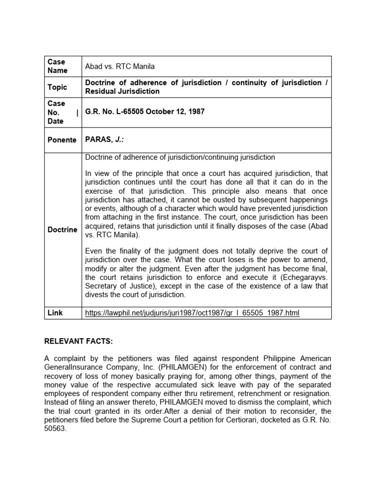 Abad vs. RTC Manila, 10 - 12 - 1987 | PDF | Complaint | Lawsuit