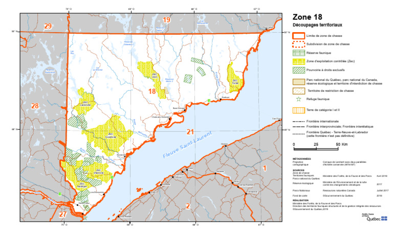 Carte des zones de chasse au Québec | PDF | Québec | Écologie